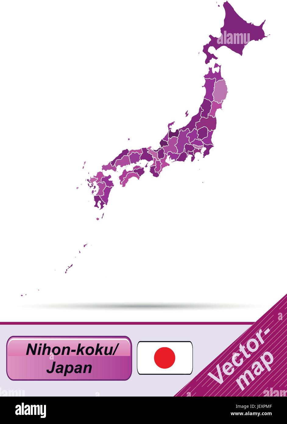 boundary map of japan with limits in violet Stock Vector Image & Art ...