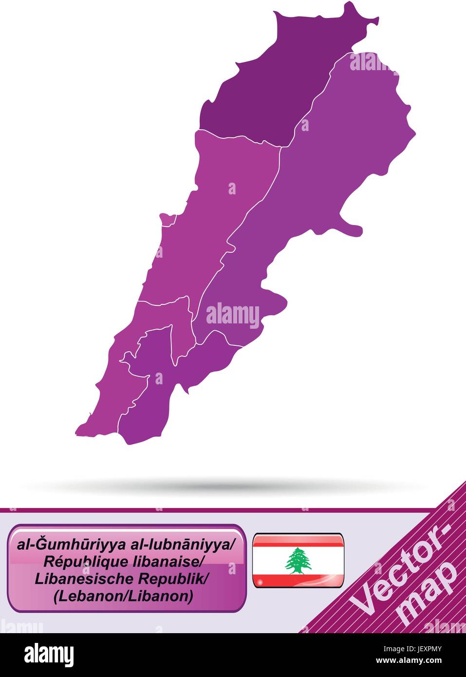 border map of lebanon with borders in violet Stock Vector Image & Art ...