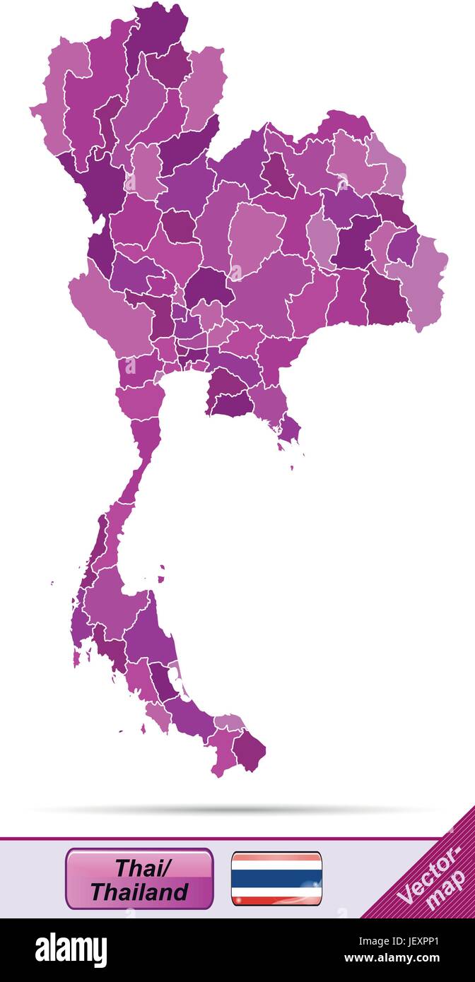 border map of thailand with borders in violet Stock Vector Image & Art ...