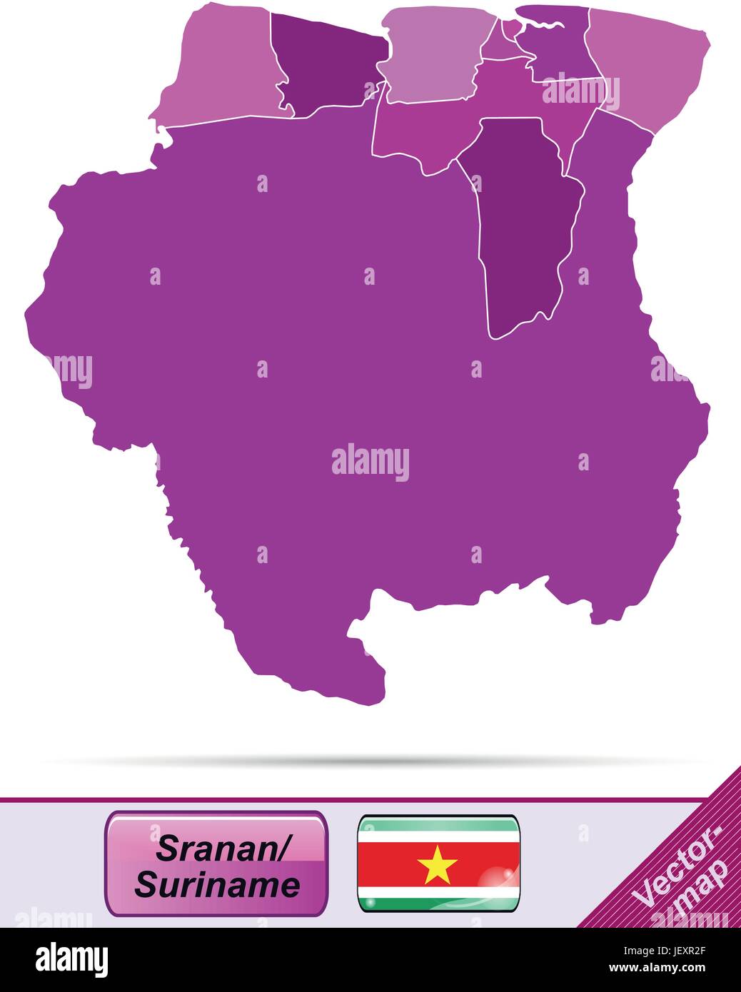 boundary map of suriname with borders in violet Stock Vector Image ...