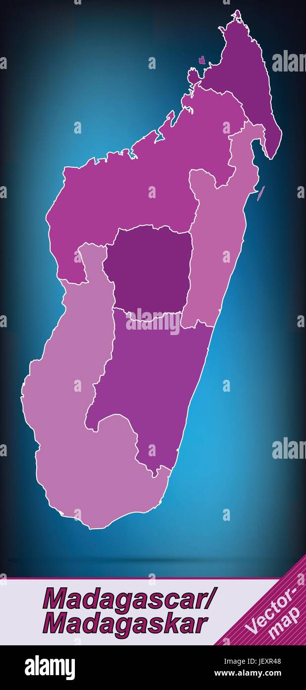 border map of madagascar with borders in violet Stock Vector Image ...