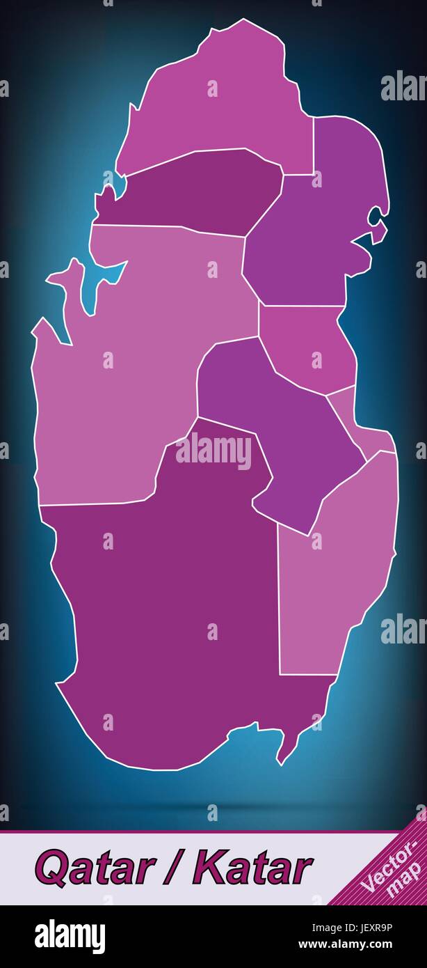 border map of qatar with borders in violet Stock Vector Image & Art - Alamy