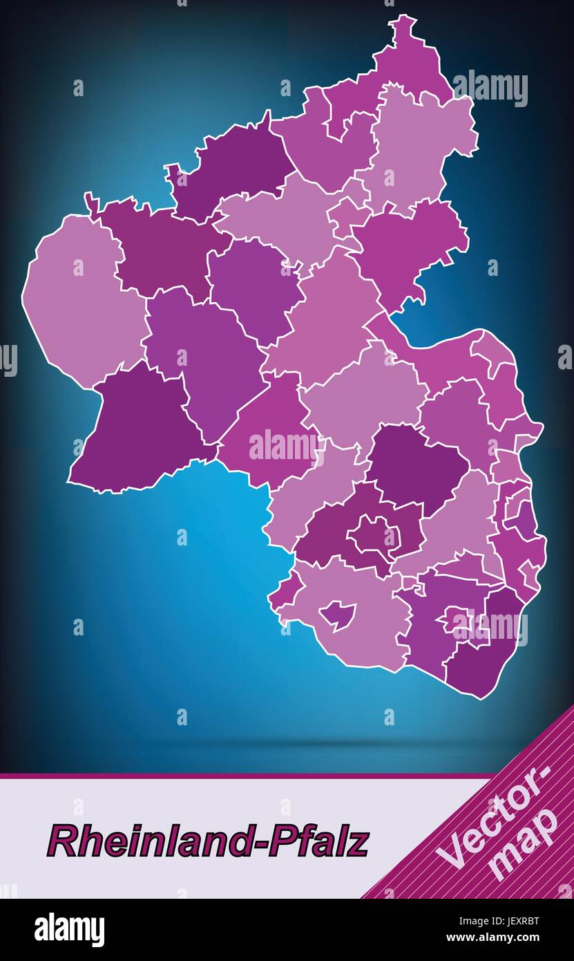 border map of rhineland-palatinate with borders in violet Stock Vector ...