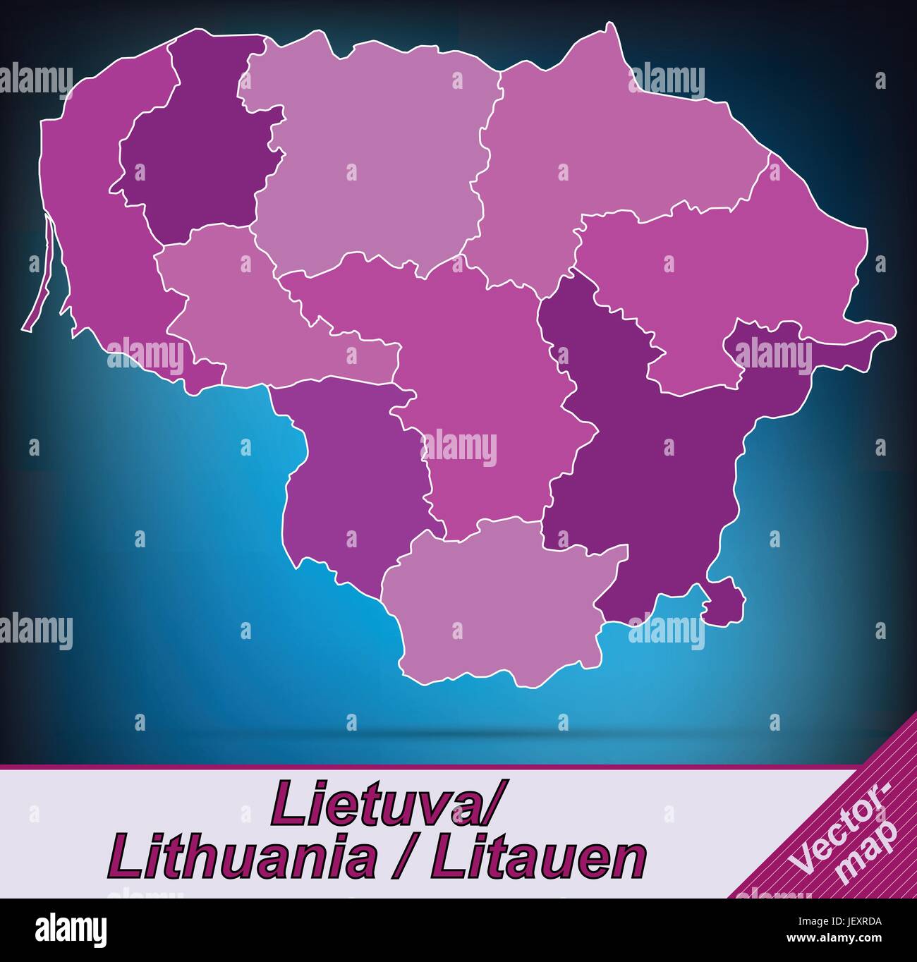 border map of lithuania with borders in violet Stock Vector Image & Art ...