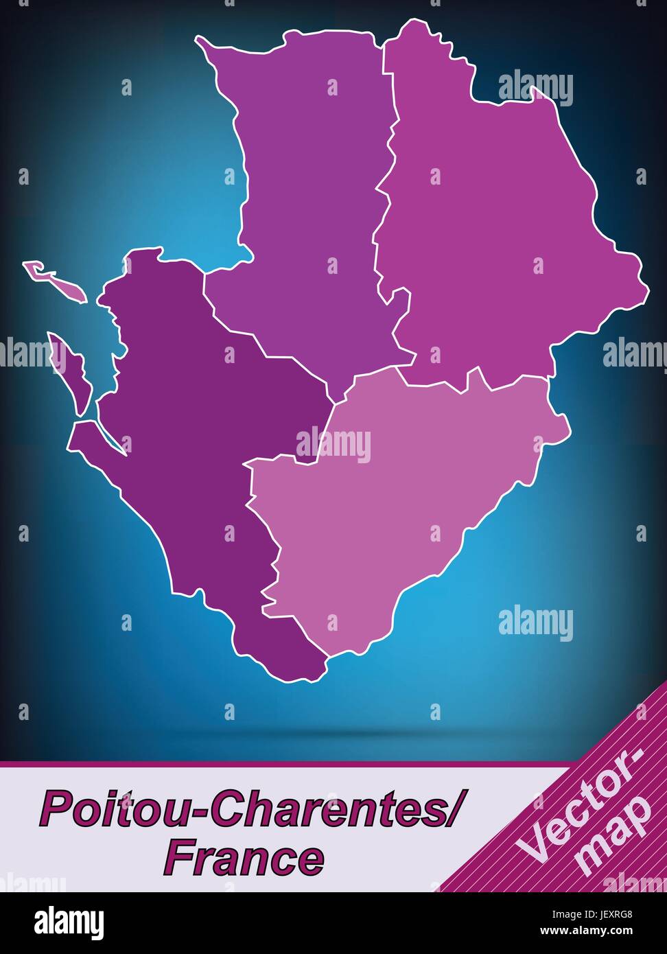 border map of poitou-charentes with borders in violet Stock Vector ...