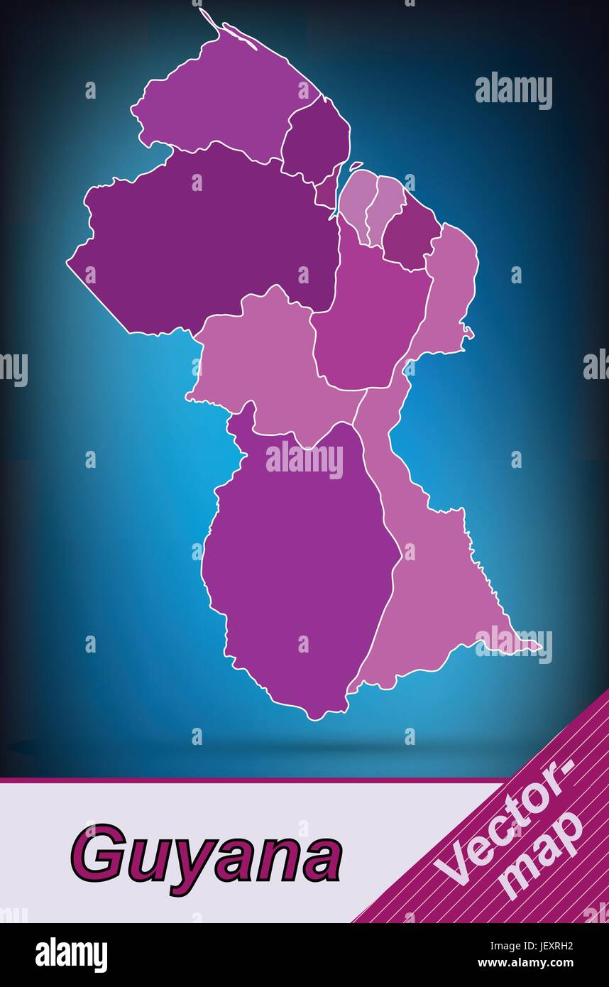 border map of guyana with borders in violet Stock Vector Image & Art ...
