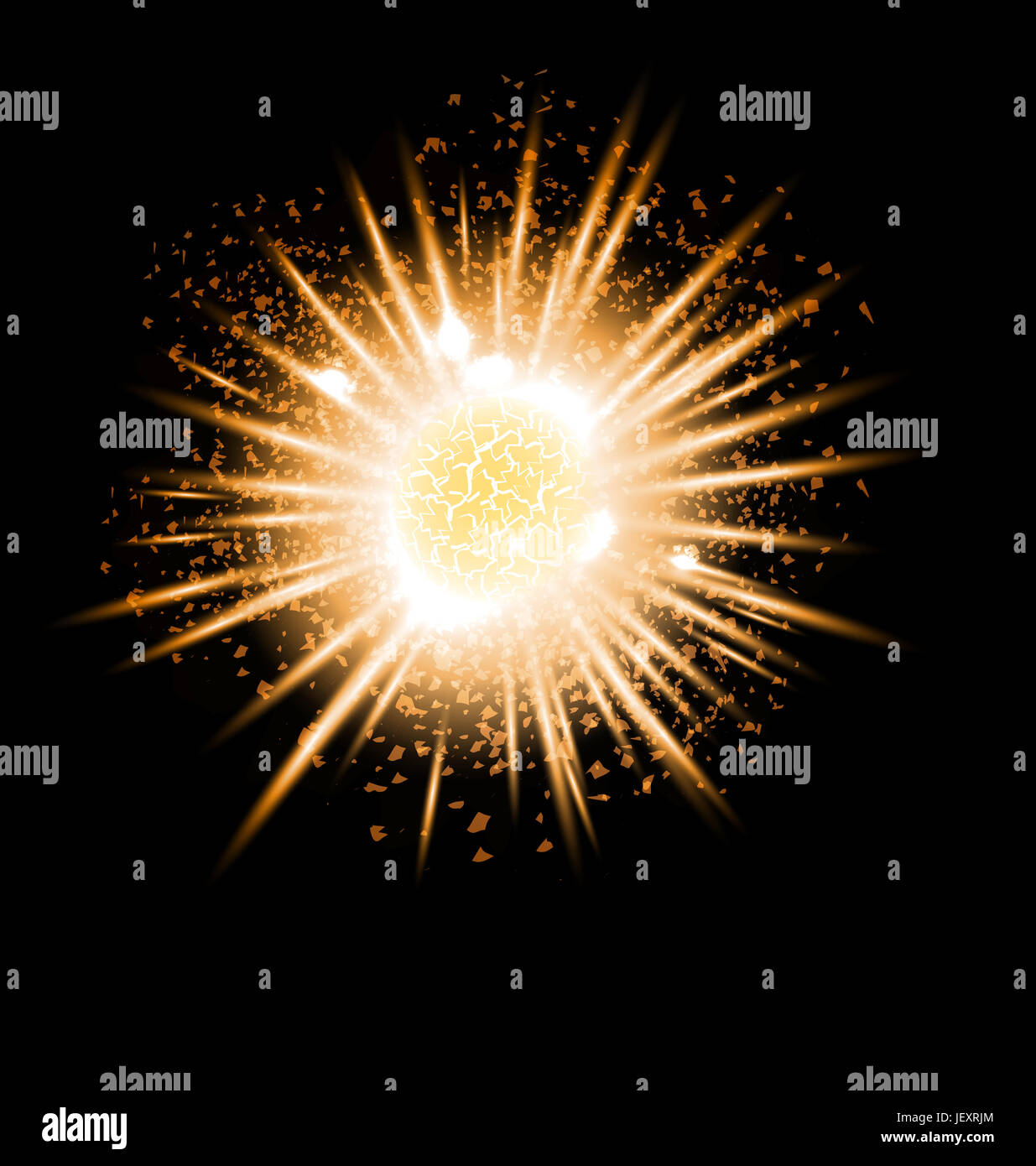 Gold grand explosion of planet. Big Bang. Catastrophe. Formation of the ...