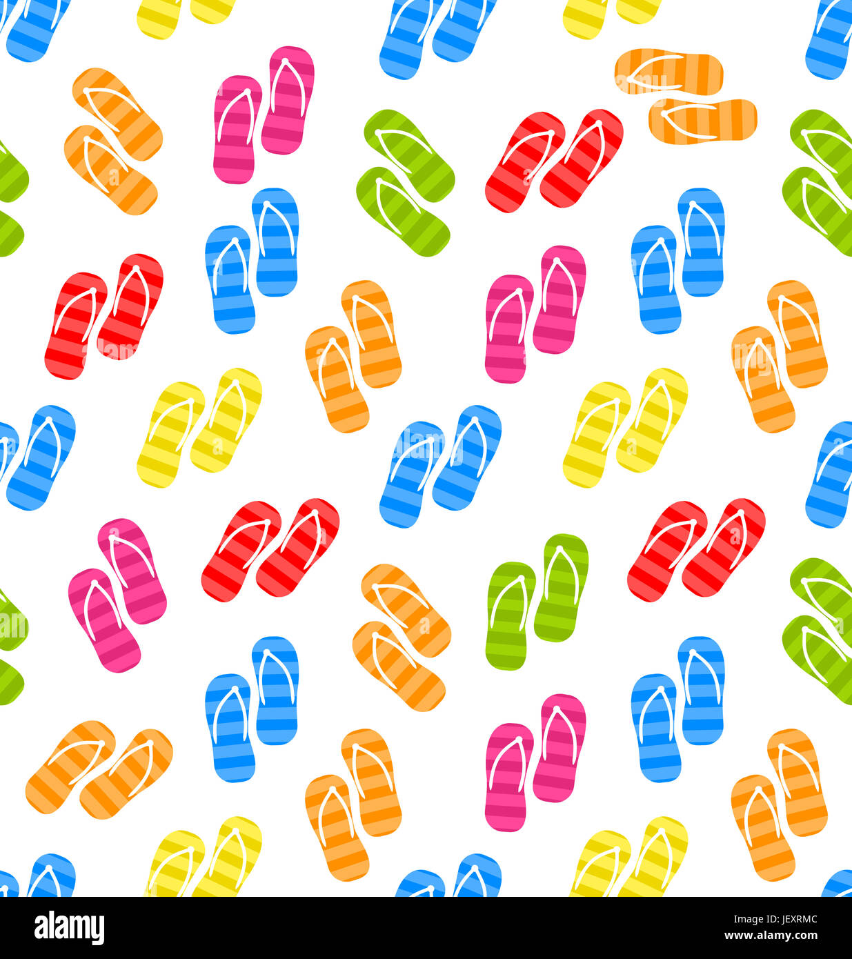 Illustration Summer Seamless Pattern with Set of Pair of Flip-flops ...