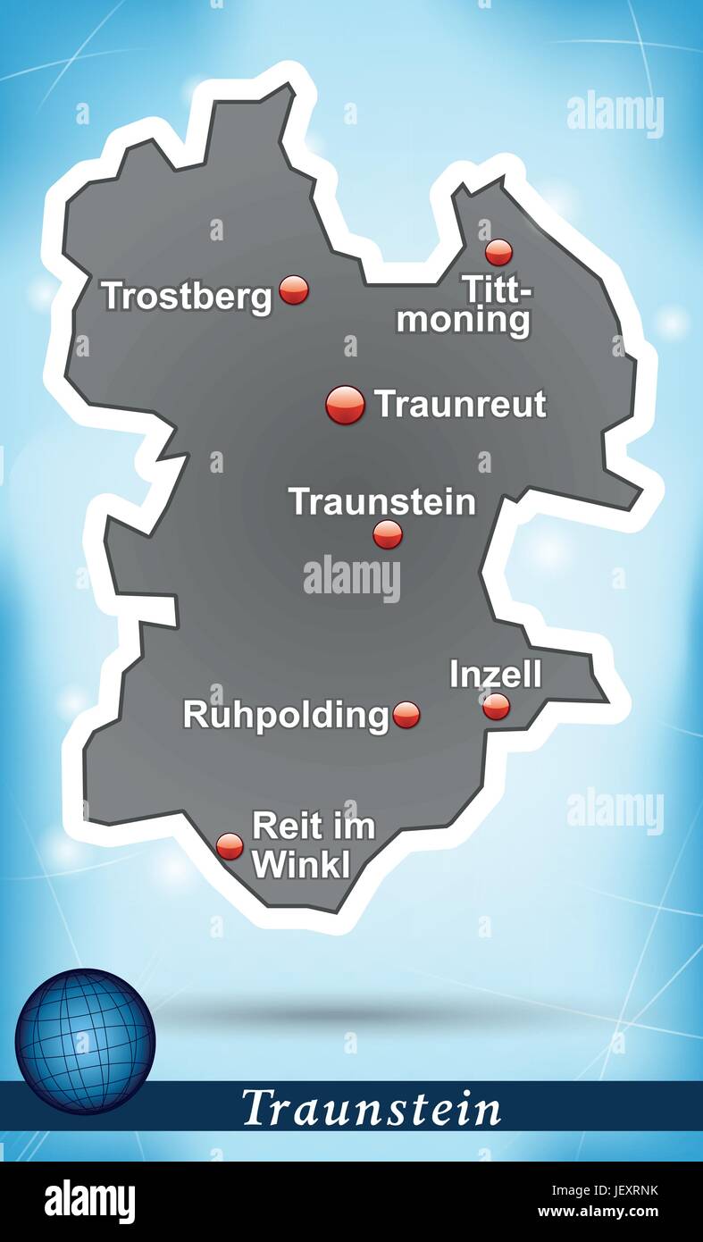 island map of traunstein abstract background in blue Stock Vector Image ...