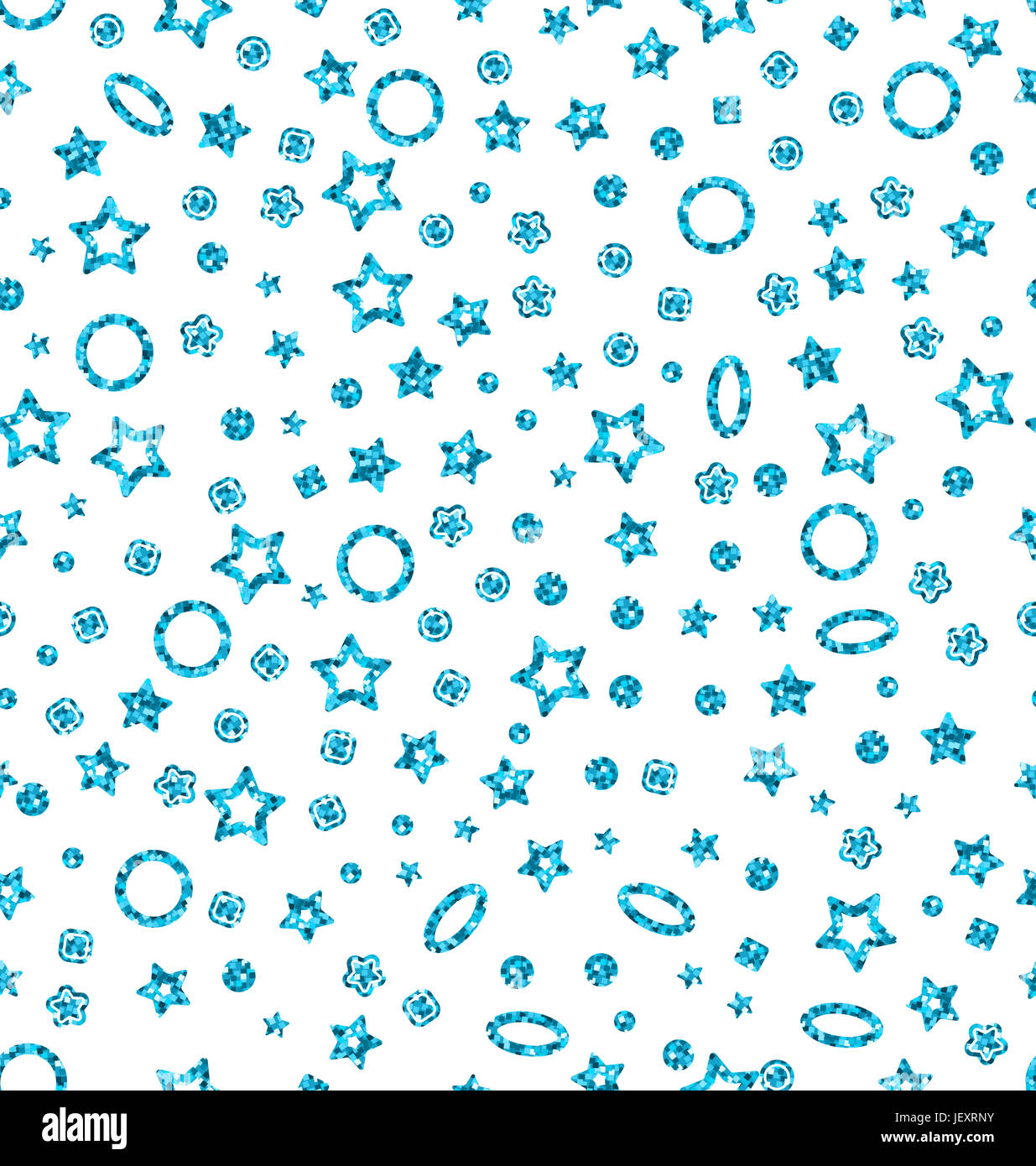 Illustration Blue Shimmering Seamless Texture with Different Geometric ...