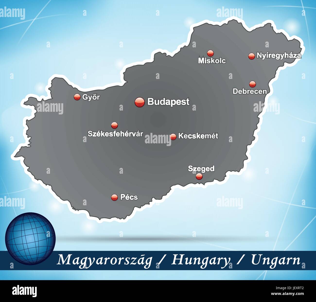 island map of hungary abstract background in blue Stock Vector Image ...