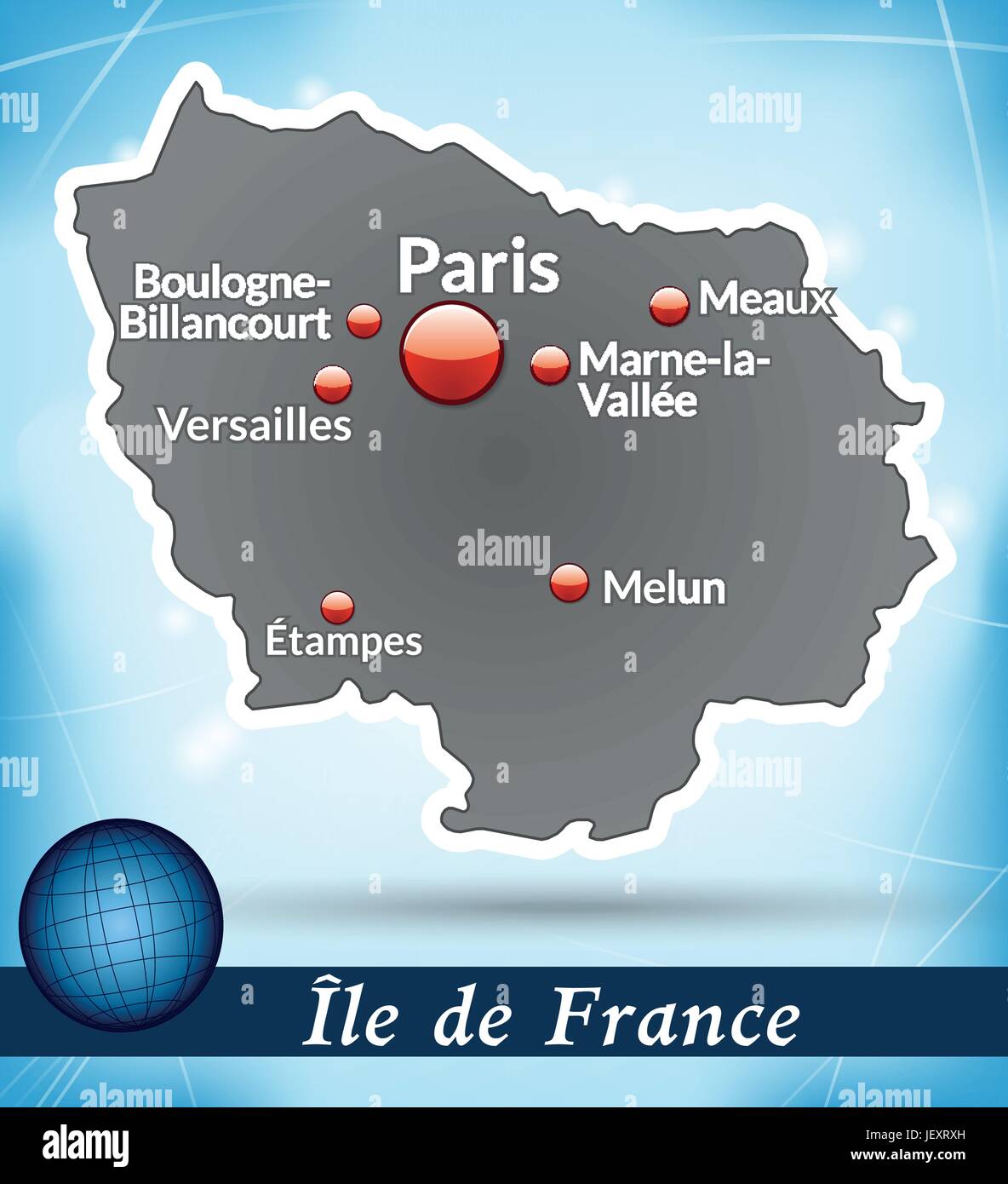 island map of le-de-france abstract background in blue Stock Vector ...