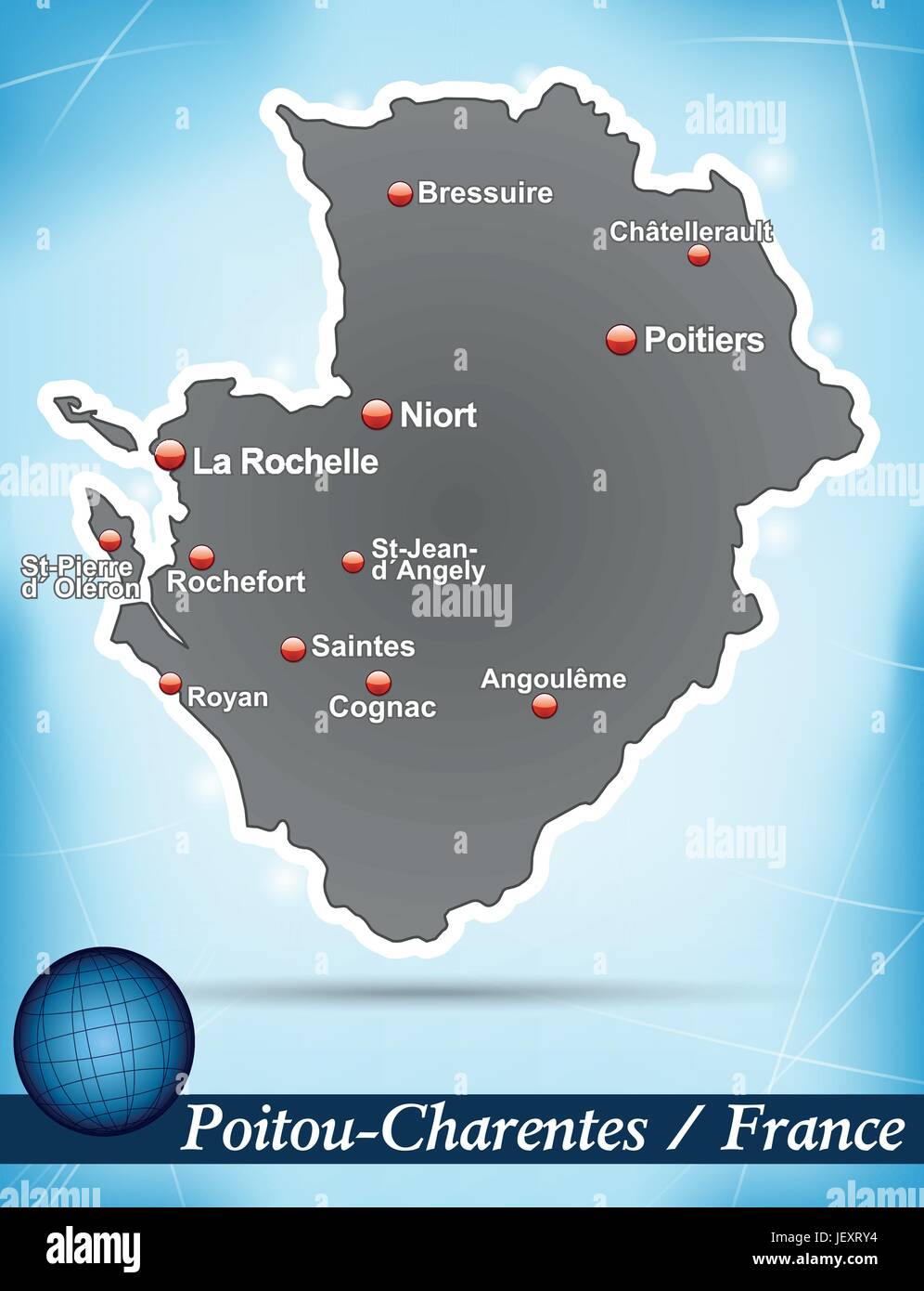 island map of poitou-charentes abstract background in blue Stock Vector ...