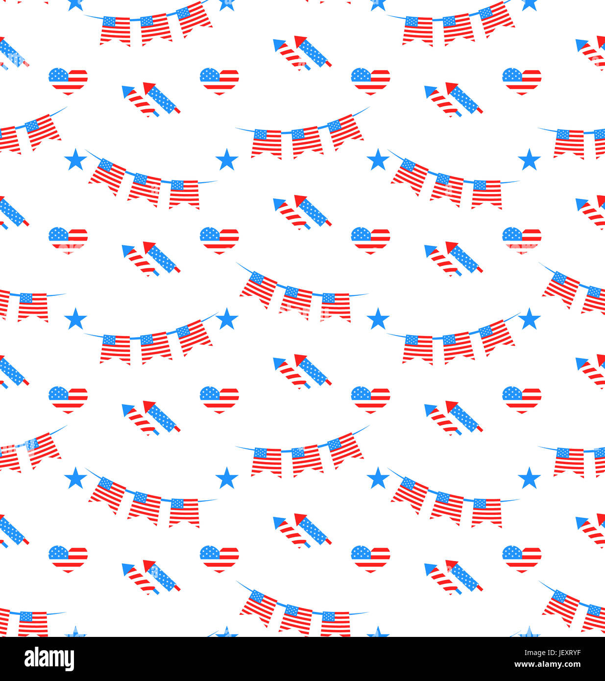 Illustration American Patriotic Seamless Pattern, US National Colors ...