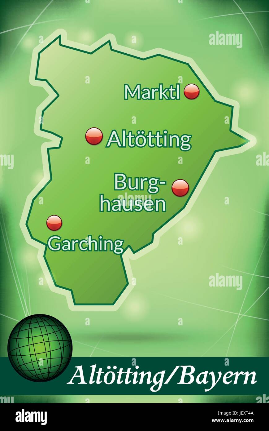 island map of altoetting abstract background in green Stock Vector ...