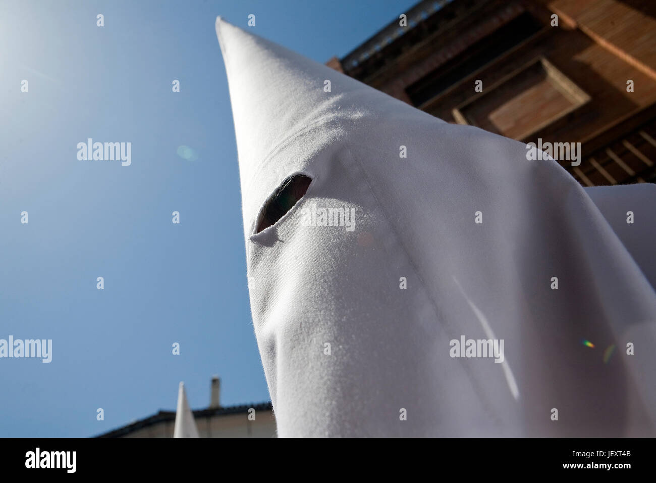 Detail penitent white capirote during Holy Week , Spain Stock Photo - Alamy