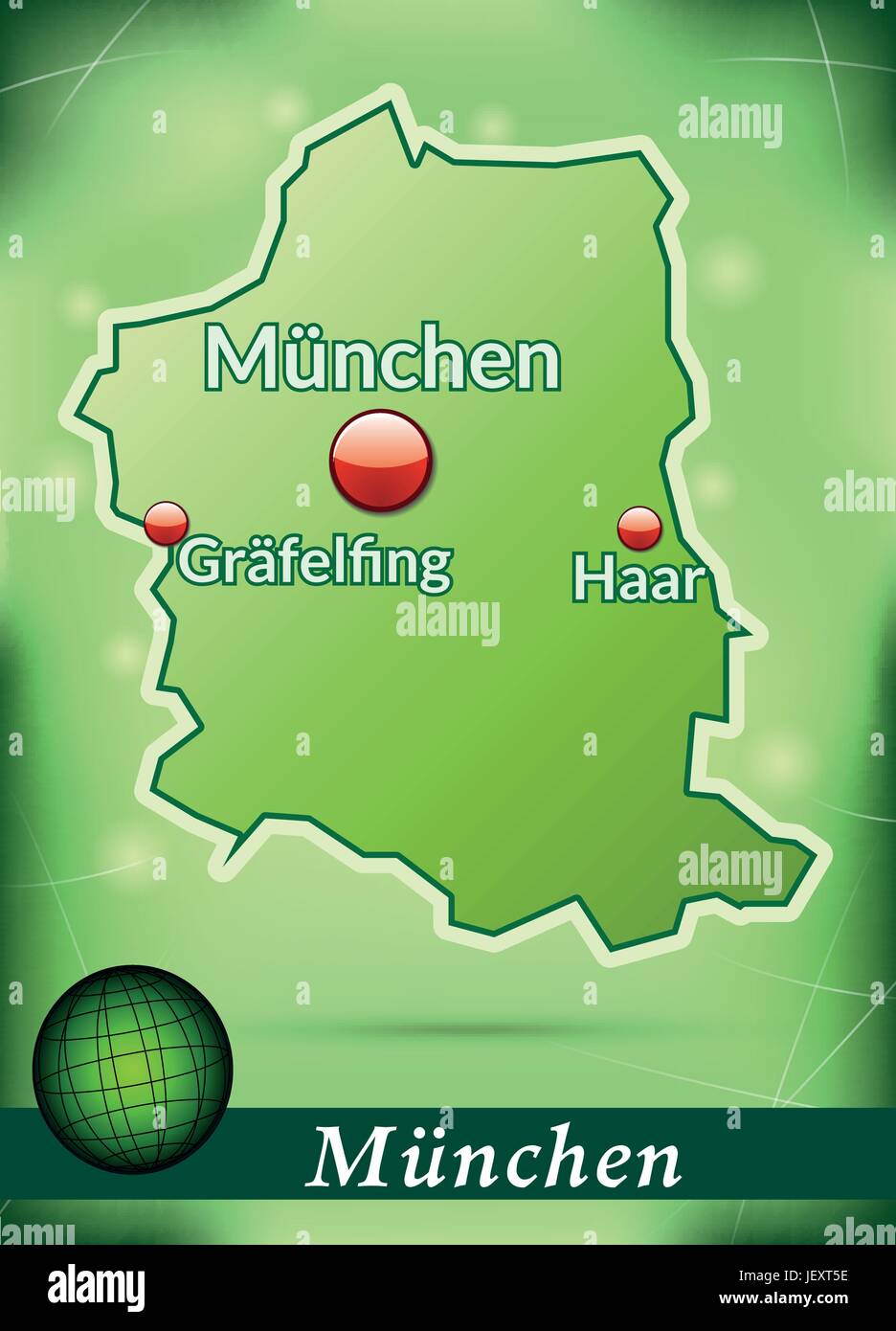 island map of muenchen abstract background in green Stock Vector Image ...