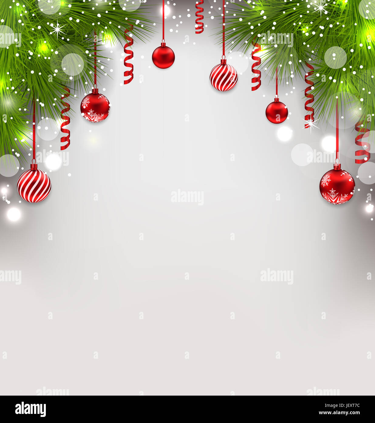 Illustration Christmas glowing background with fir branches, glass ...