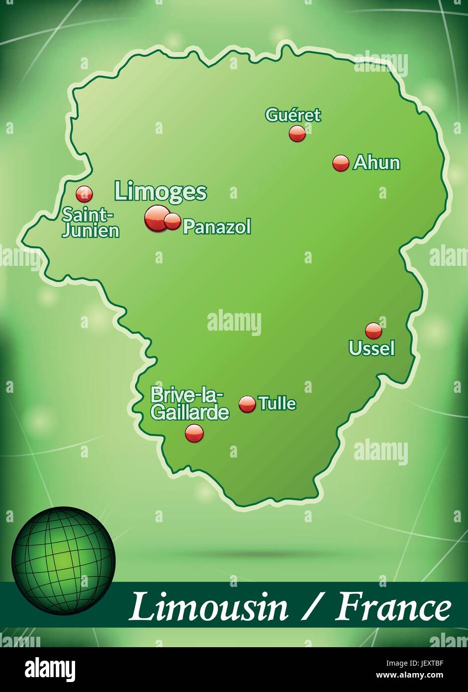 island map of limousin abstract background in green Stock Vector Image ...
