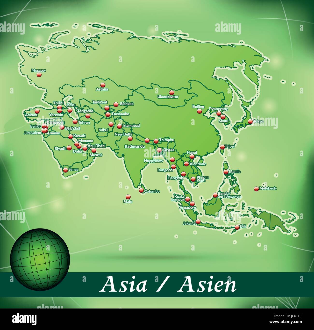 island map of asia abstract background in green Stock Vector Image ...