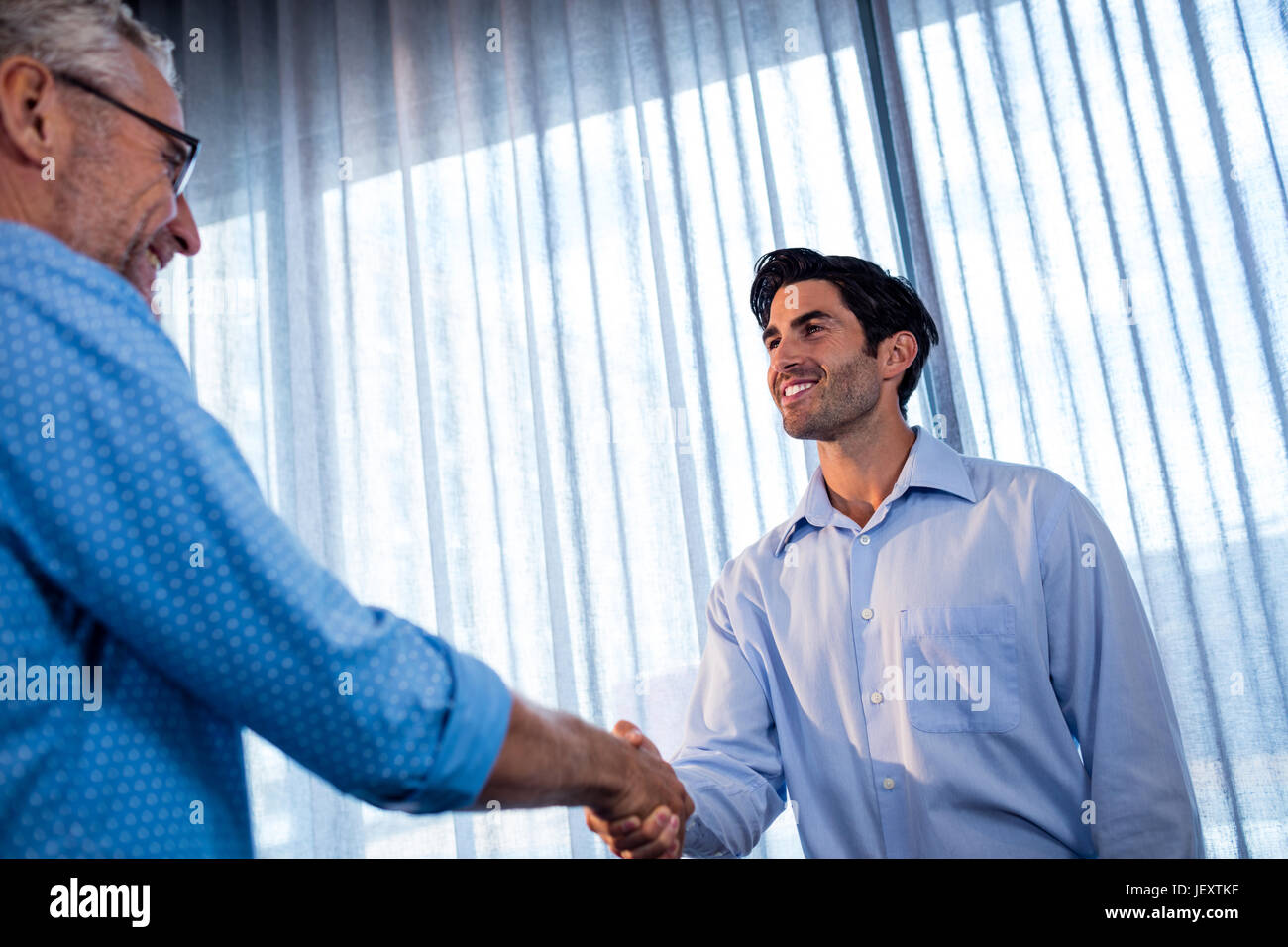 Two businessmen giving a handshake Stock Photo - Alamy