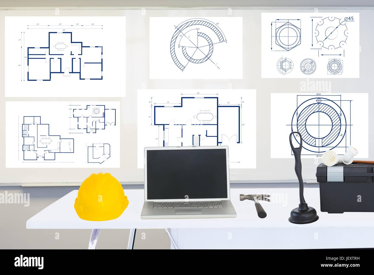 Composite image of site manager office Stock Photo - Alamy