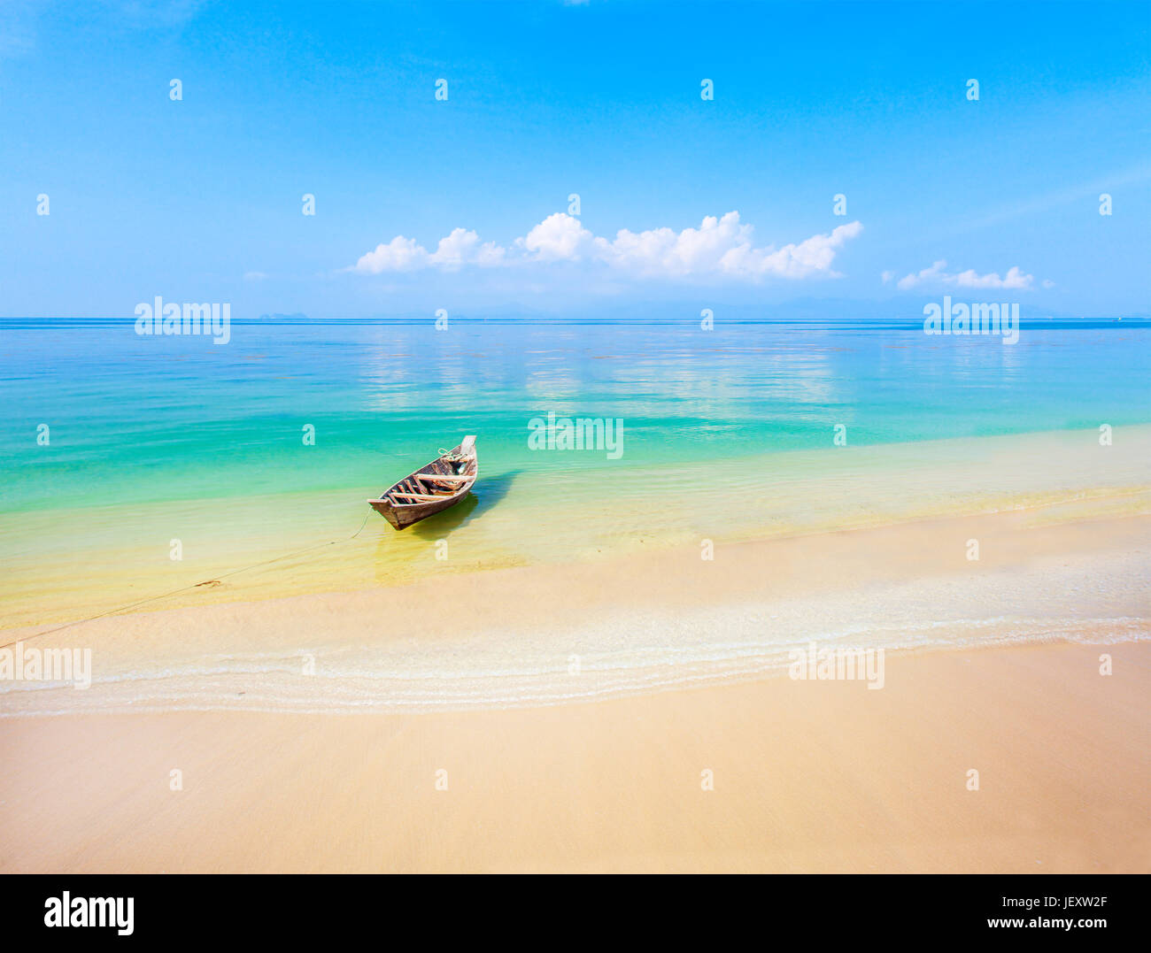 boat and beautiful blue ocean Stock Photo - Alamy