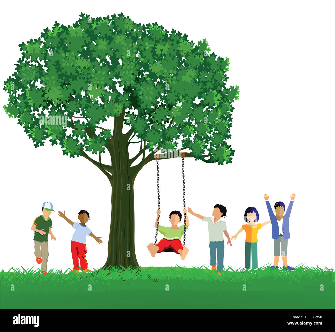 Children swinging on a tree Stock Photo - Alamy
