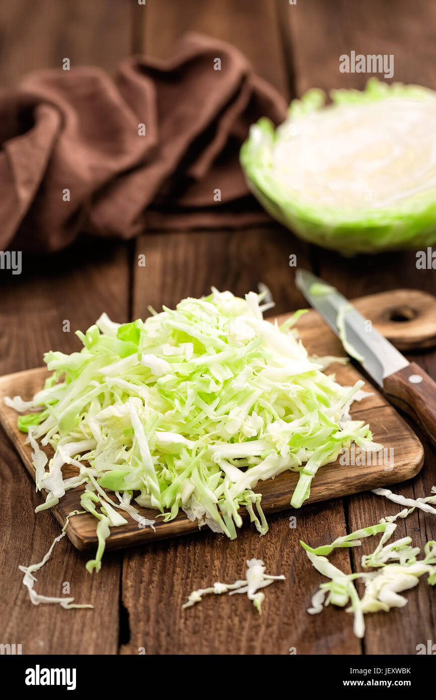 Savoy cabbage is chopped hi-res stock photography and images - Alamy