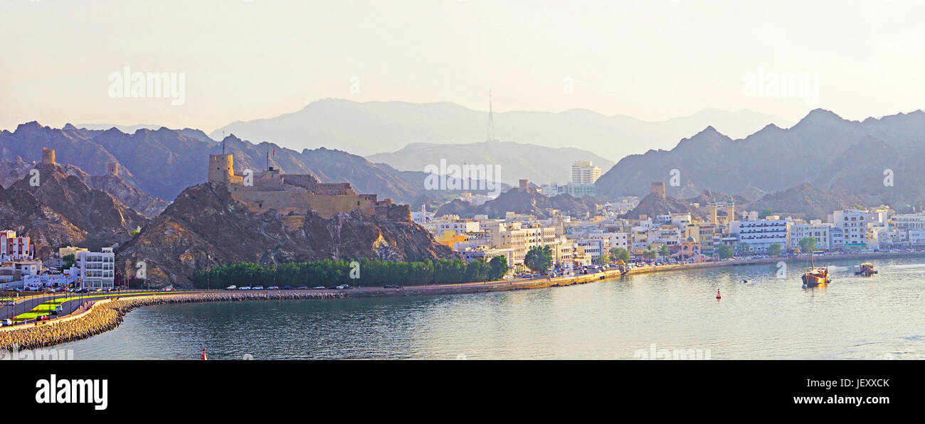 Muscat, Oman, panorama of waterfront Stock Photo - Alamy