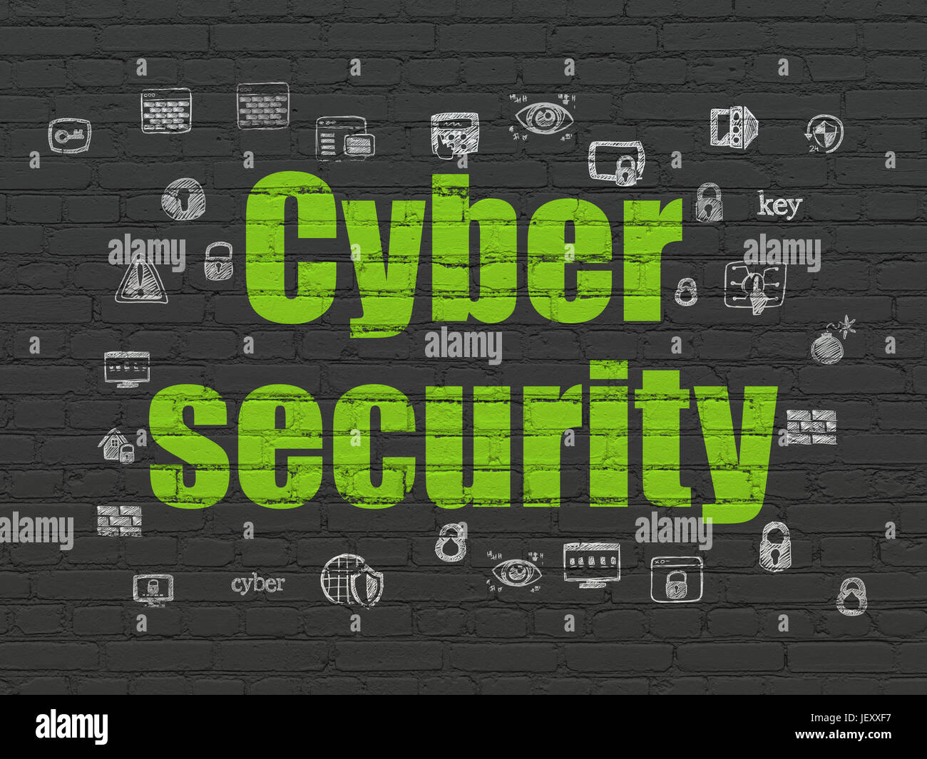 Protection concept: Cyber Security on wall background Stock Photo - Alamy