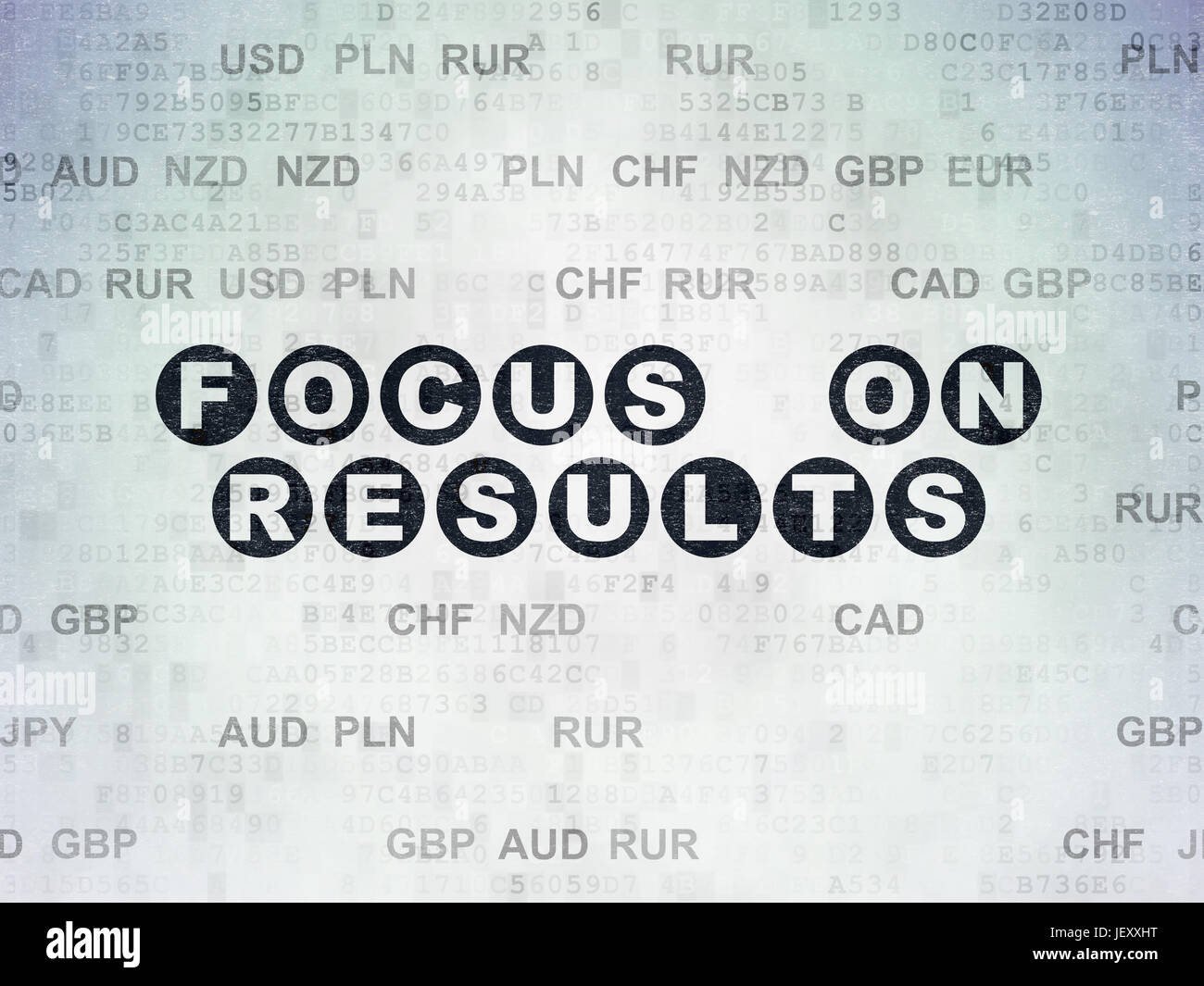 Finance concept: Focus on RESULTS on Digital Data Paper background ...