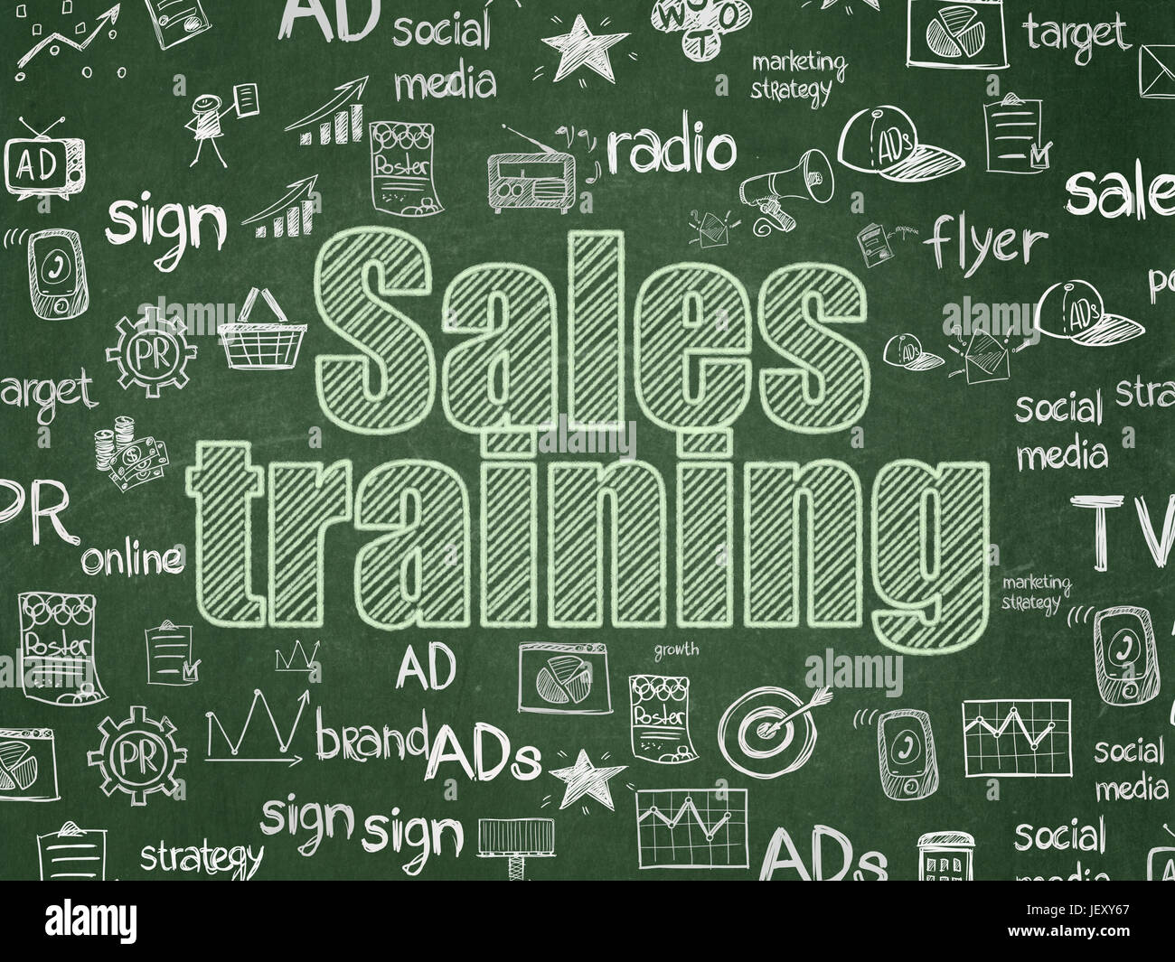 Advertising concept: Sales Training on School board background Stock ...