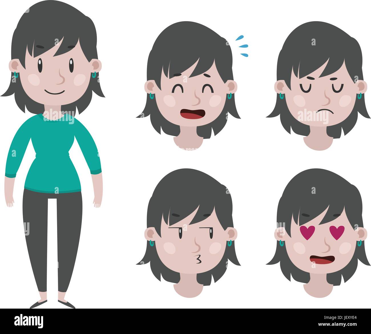 woman, mood, cartoon, vector, woman, lady, playful, mood, illustration ...