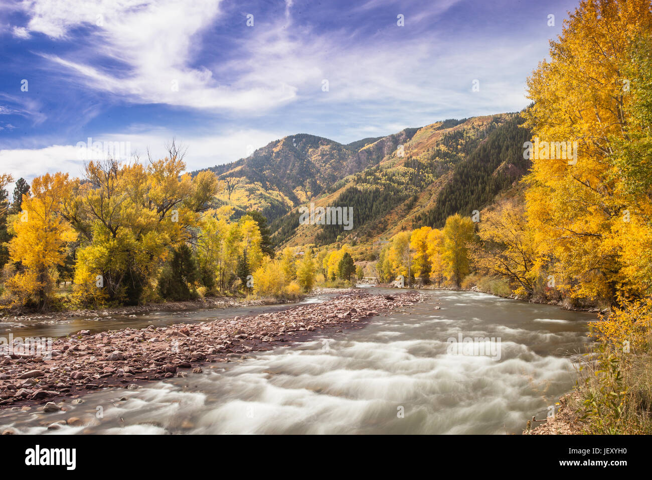 Autumn in the mountains along the Roaring Fork River in Carbondale ...