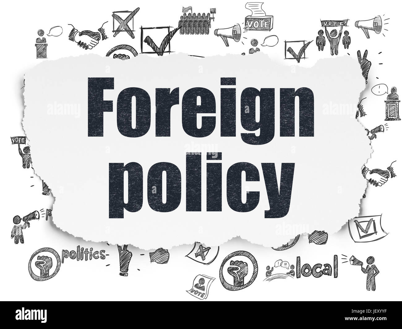Politics concept: Foreign Policy on Torn Paper background Stock Photo ...