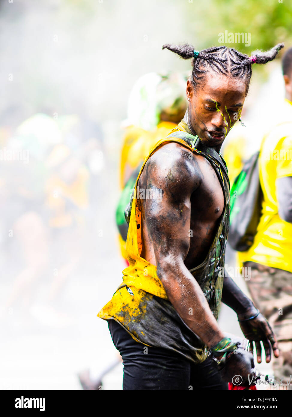 Carnival people marching in Caribbean parade in Montreal Canada Stock ...