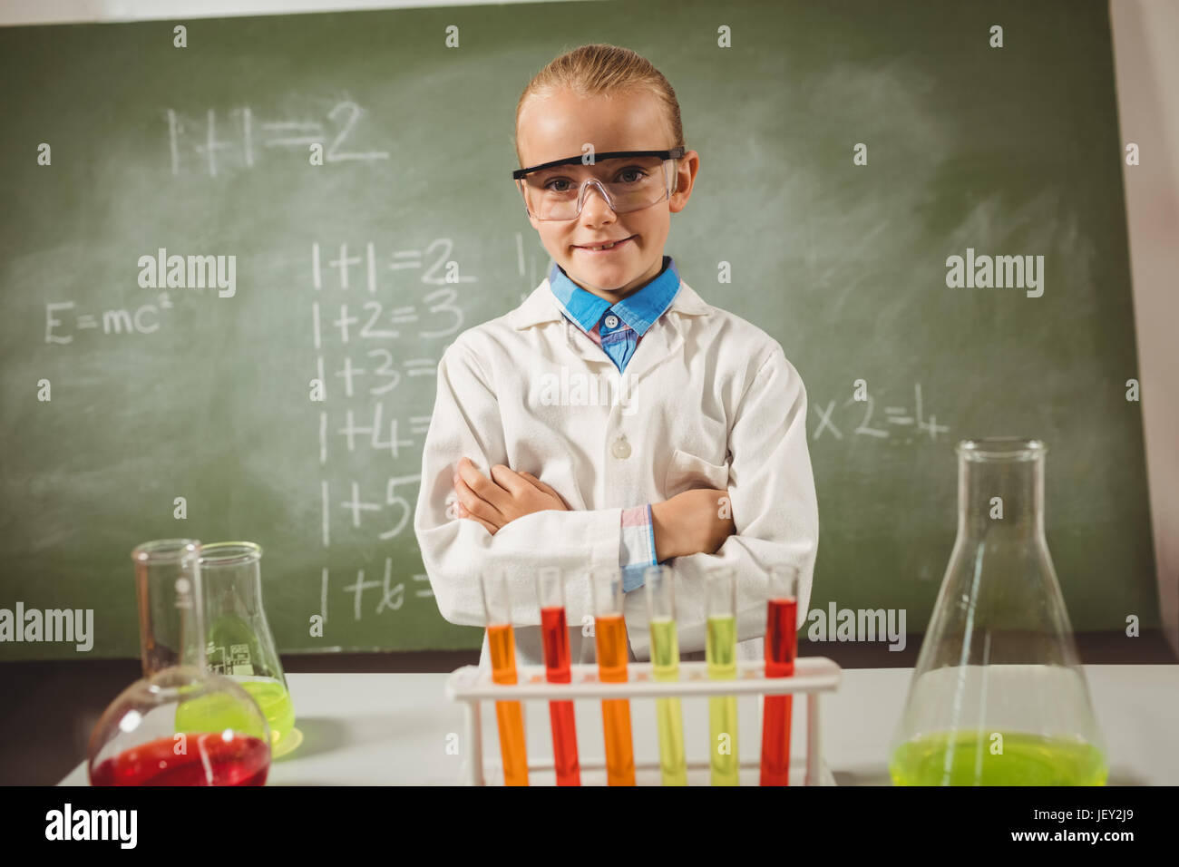 Girl dressed as a scientist Stock Photo - Alamy
