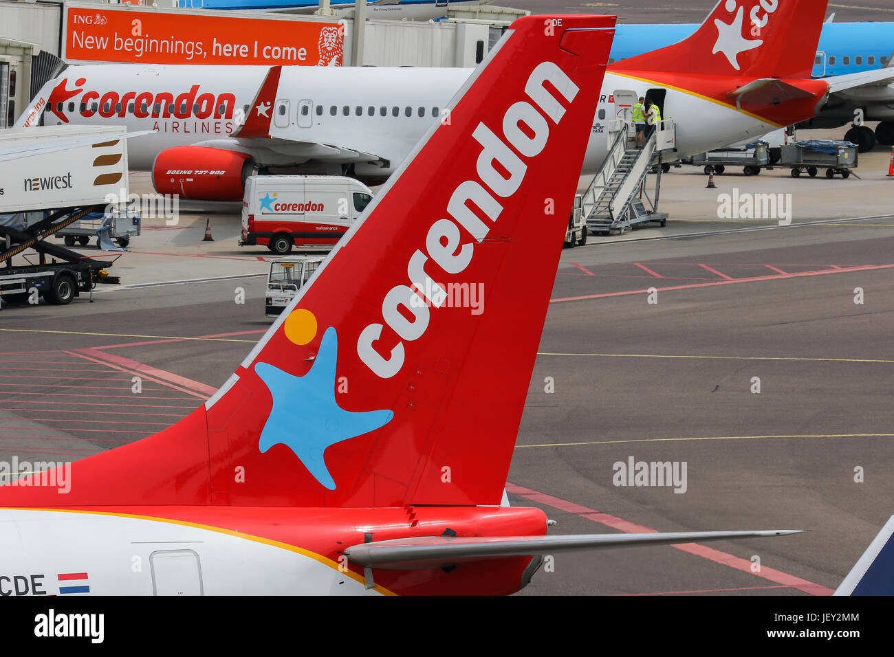 A Corendon Boeing 737 sits on stand at Amsterdam Schiphol Airport Stock ...