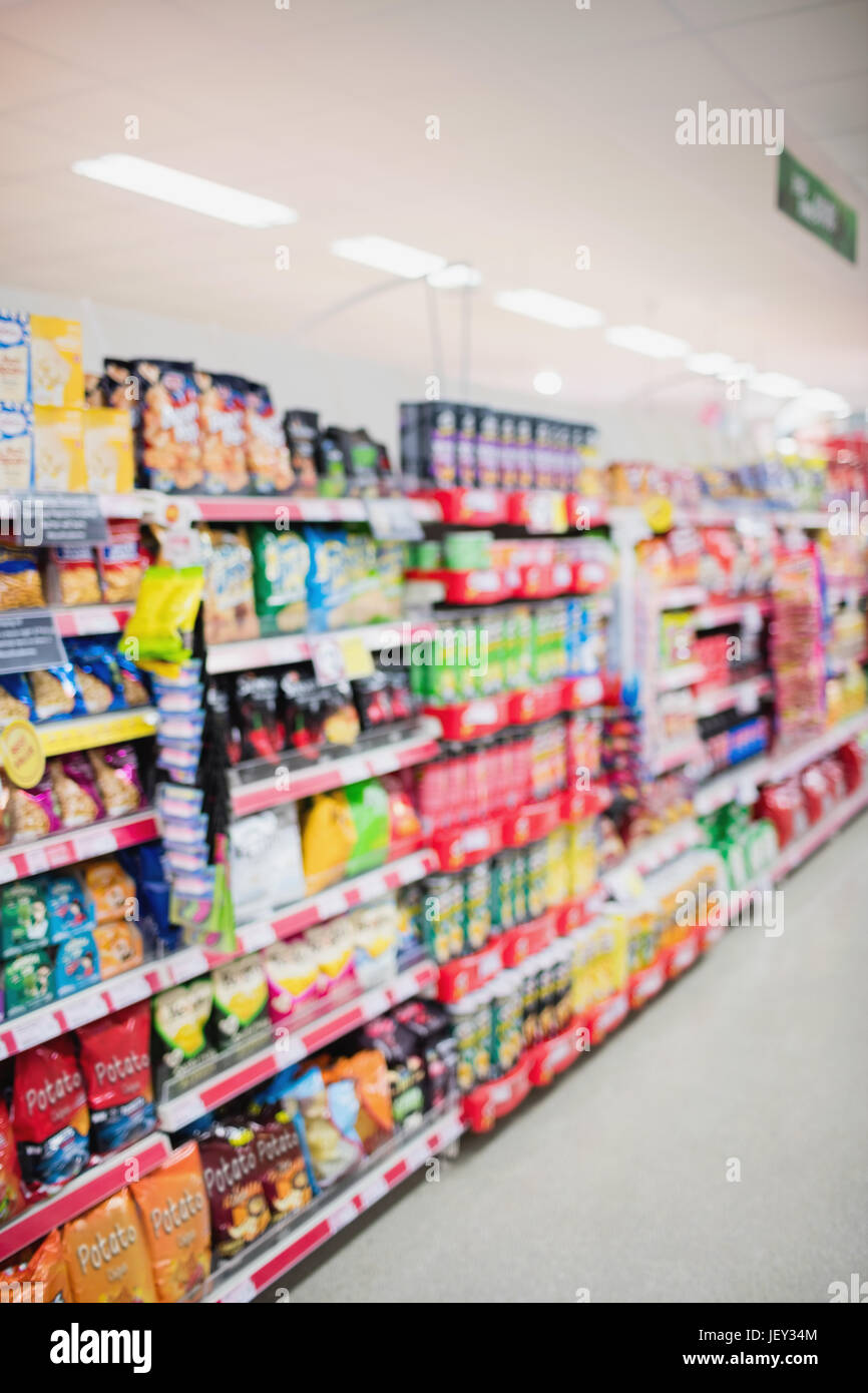 Side view supermarket shelves hi-res stock photography and images - Alamy