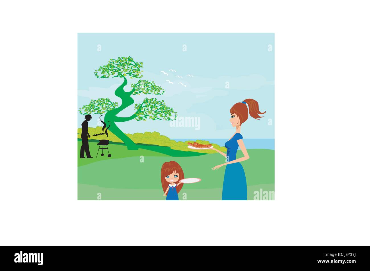 Lunch time outside Stock Vector Images - Alamy