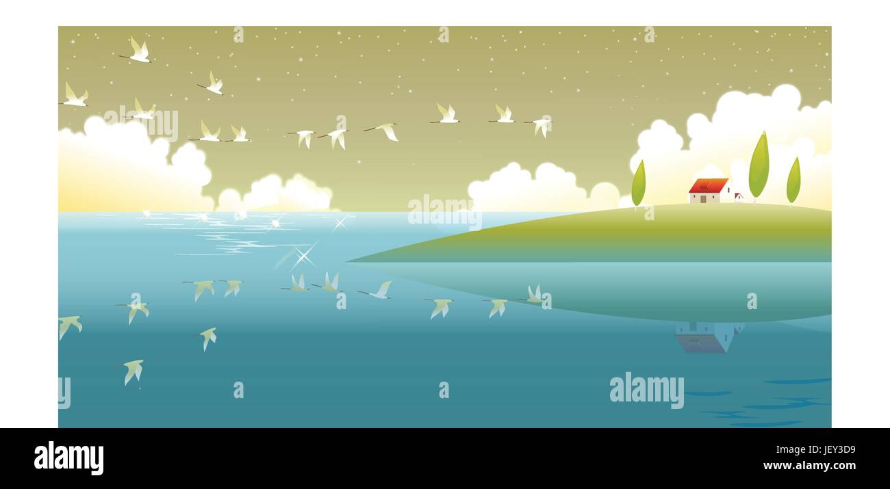 Birds flying by building Stock Vector Images - Alamy