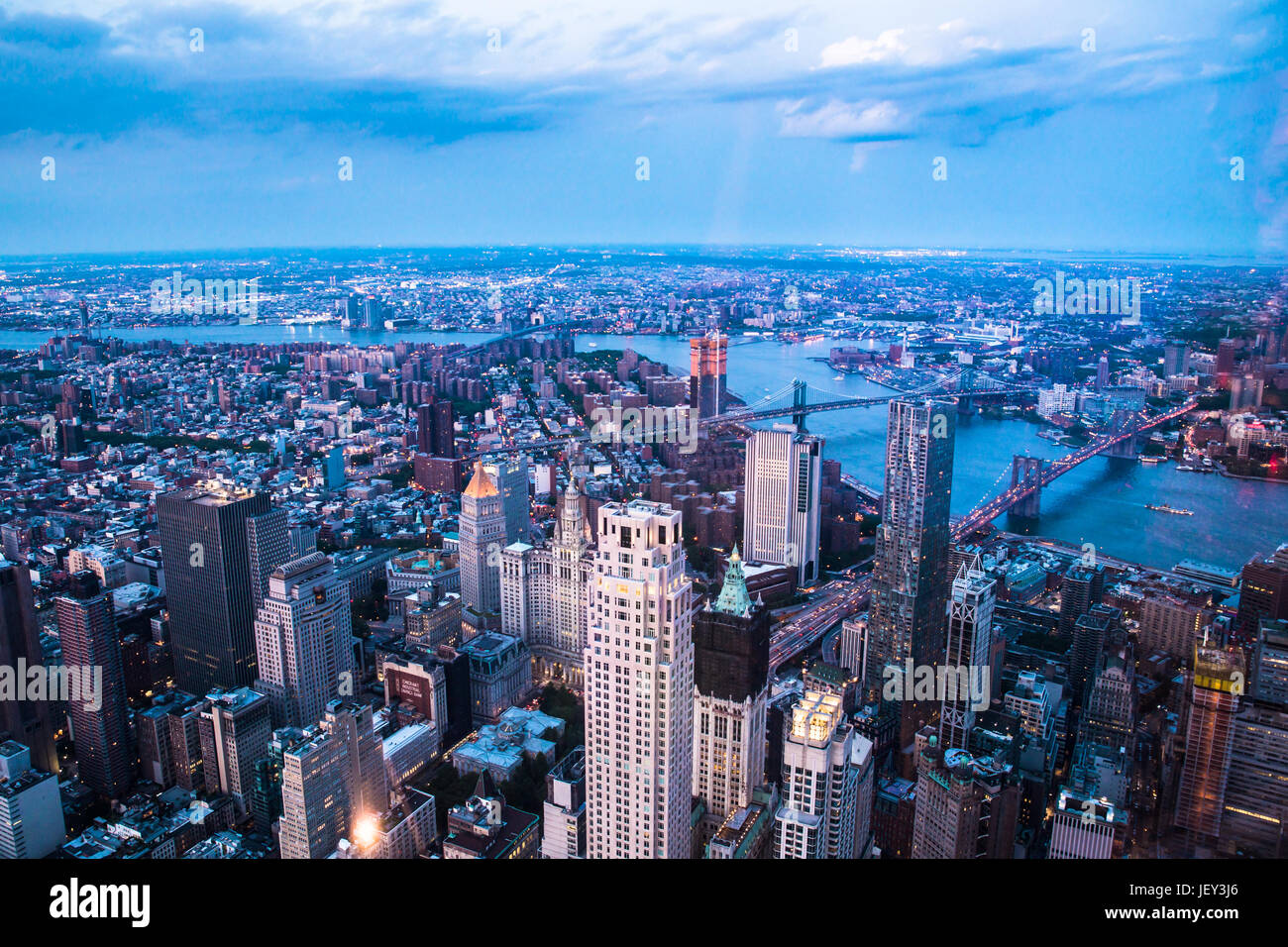 Manhattan dusk aerial hi-res stock photography and images - Alamy