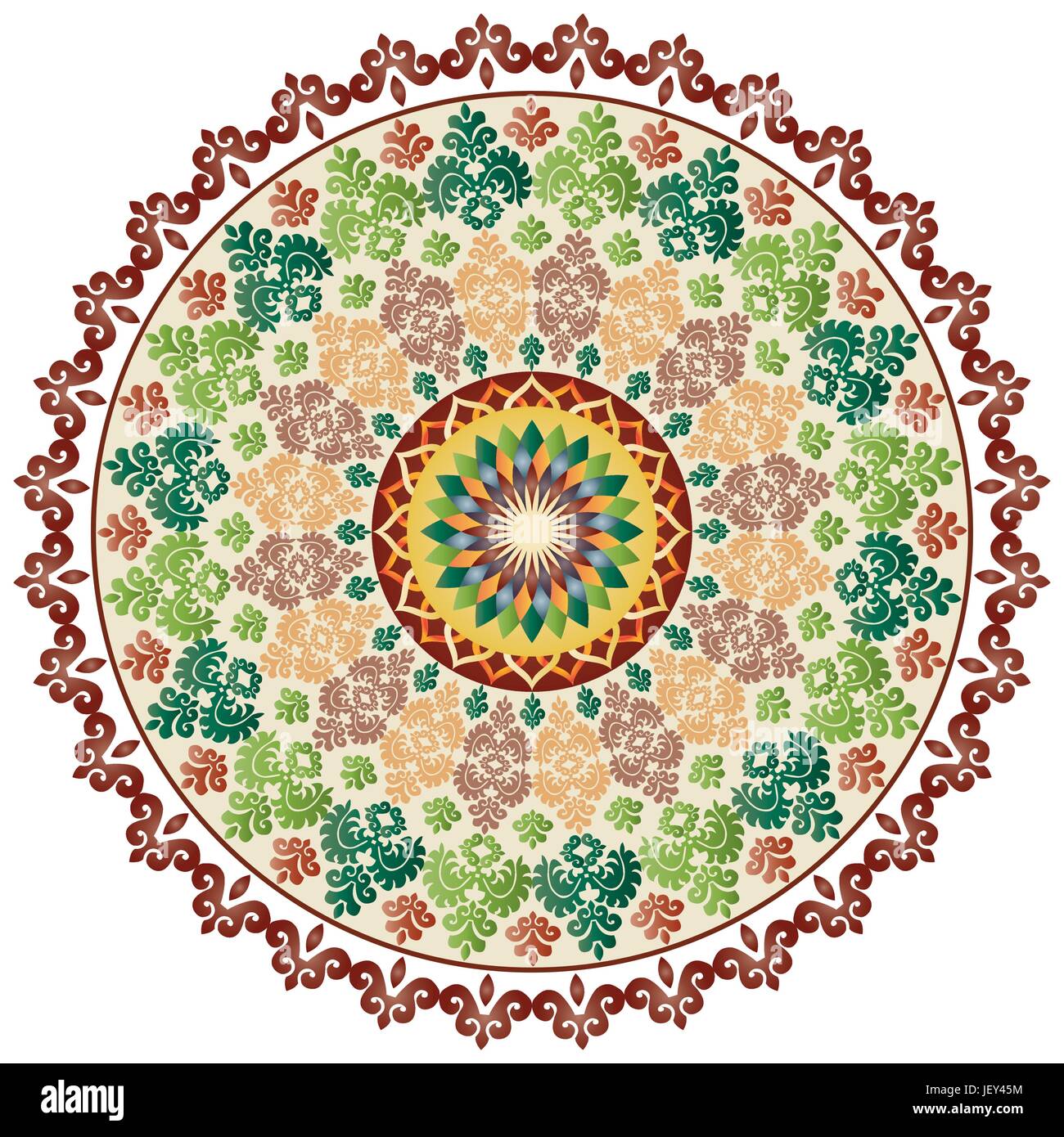 isolated, illustration, islamic, pattern, oriental, frame, border ...