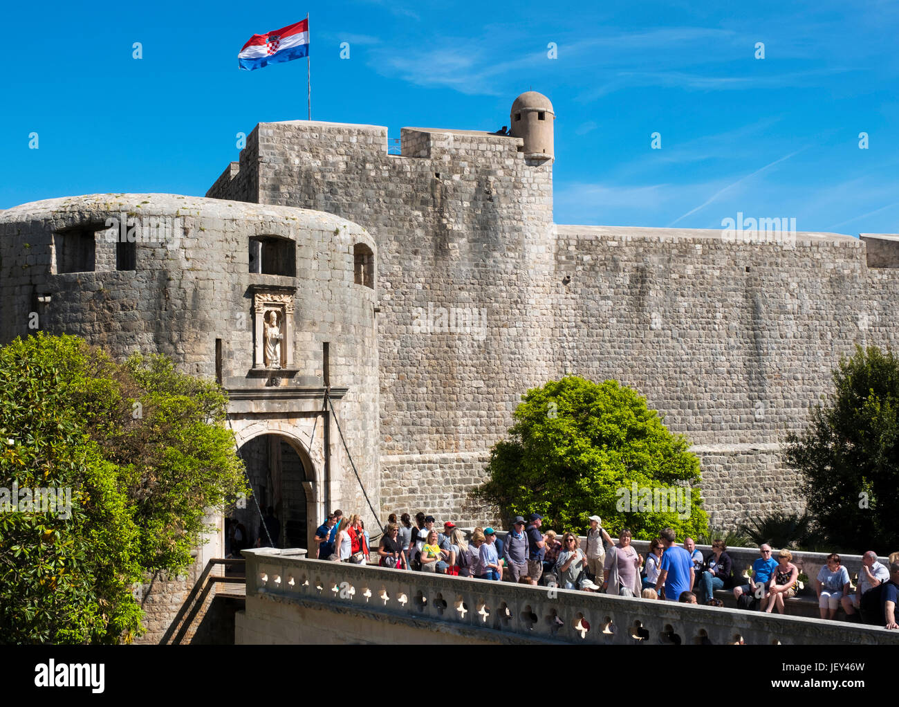 Visitors at the Pile Gate, The Old City, Dubrovnik, Croatia, Europe ...