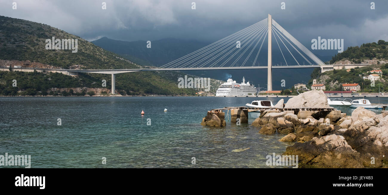 The Franjo Tudman suspension bridge, Dubrovnik, Croatia, Europe Stock ...