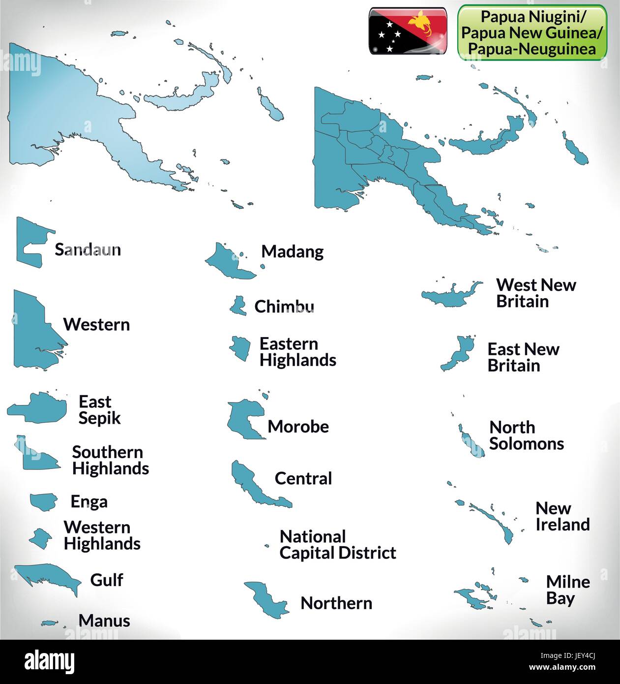 border map of papua new guinea with limits in blue Stock Vector Image ...
