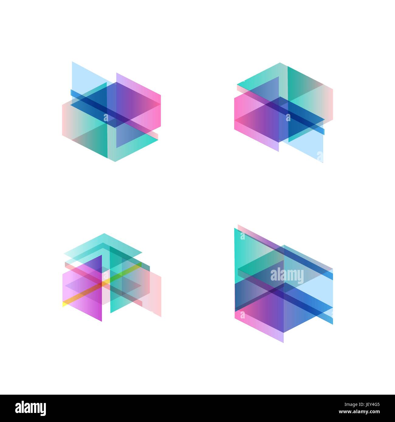 Set of minimal geometric multicolor shapes. Trendy hipster icons and ...