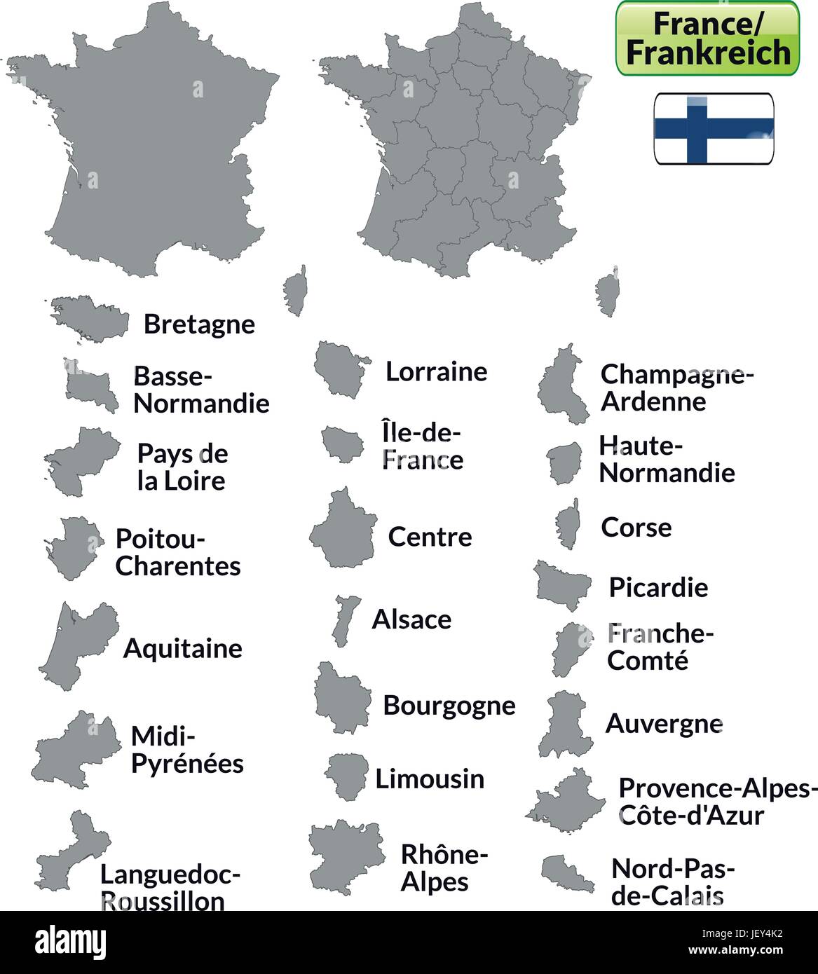 france, card, outline, administration, borders, state, atlas, map of ...