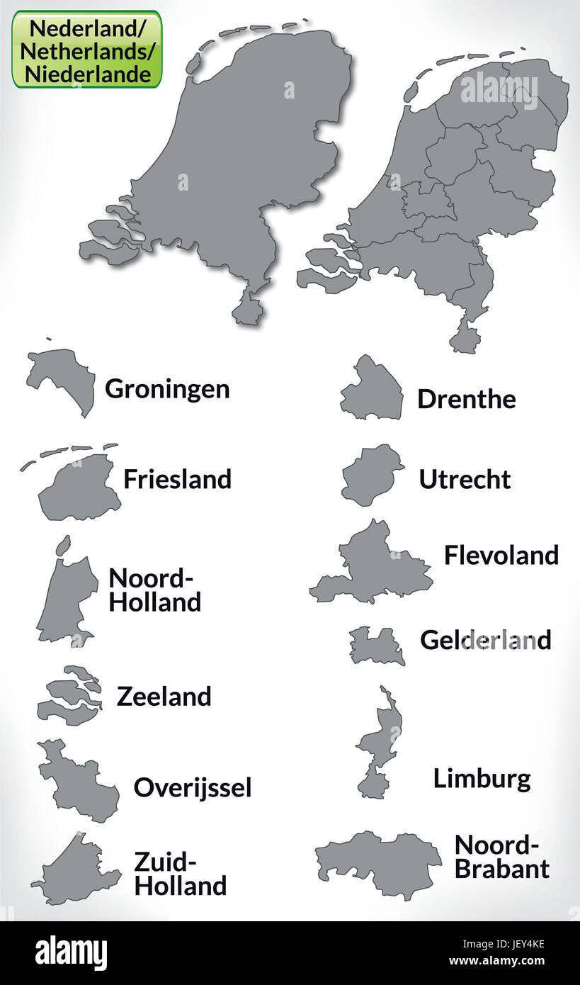 map of netherlands with borders in gray Stock Vector Image & Art - Alamy